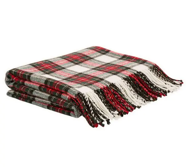 GLITZHOME Cardinal Plaid Woven Throw Snuggly Bl Anket
