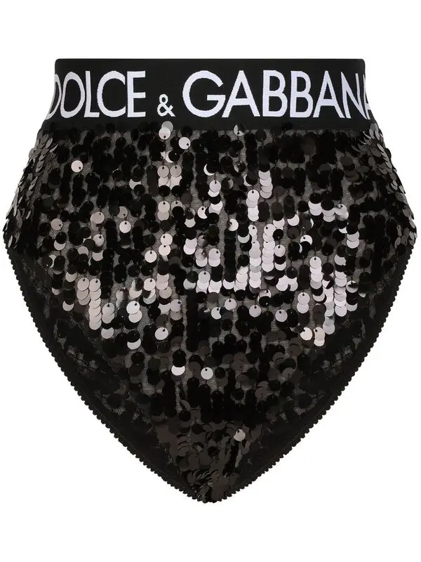 Dolce & Gabbana High-waisted Sequin-embellished Briefs