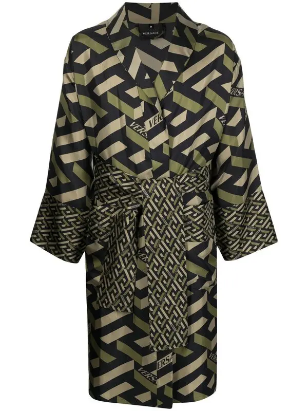 Buy Versace Monogram-print Silk Nightgown - Green At 64% Off | Editorialist