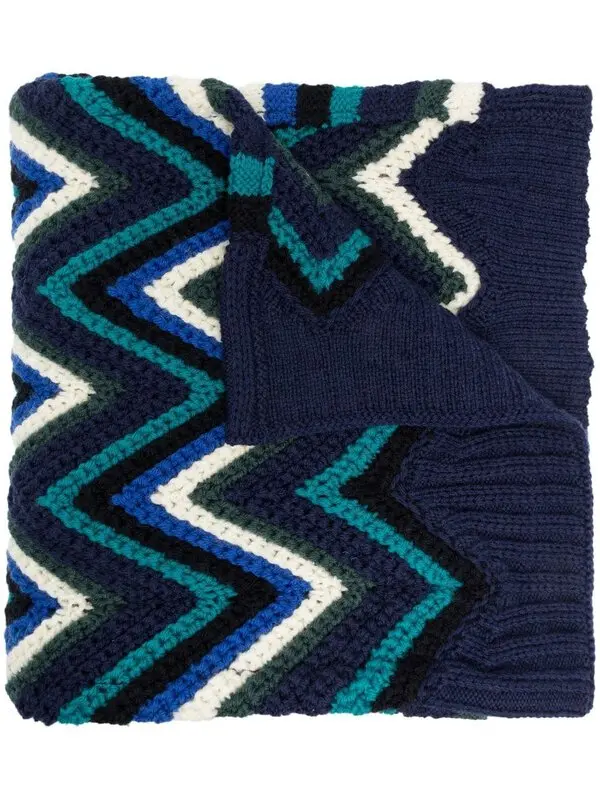 Missoni Zig-zag Embroidered Scarf - Blue