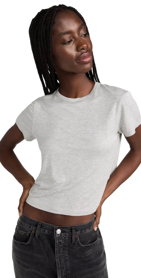 AGOLDE Adine Shrunken Tee - Grey Heather