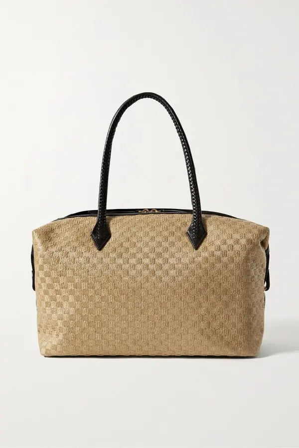 METIER Vérité All Day Leather-trimmed Woven Tote - Neutrals