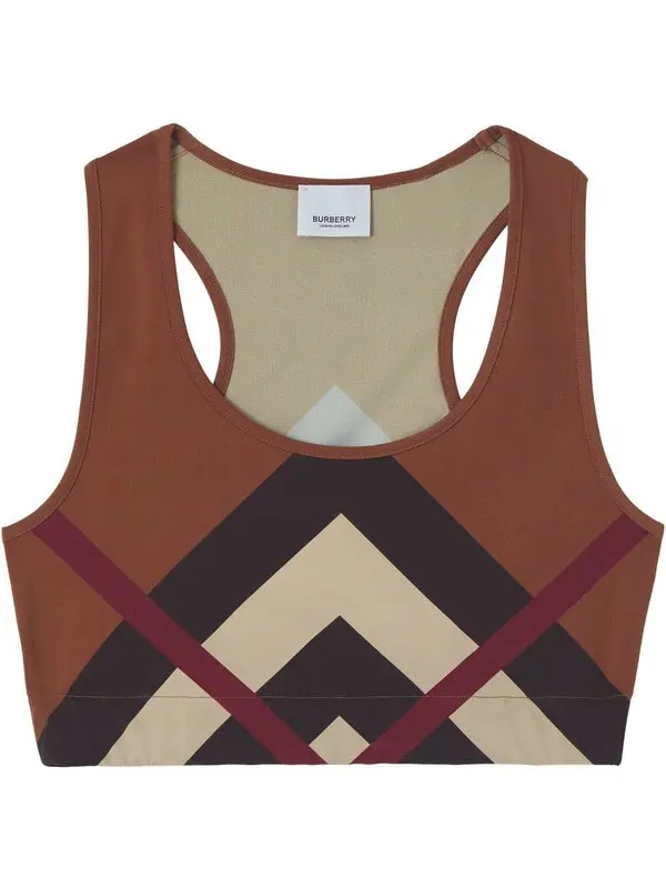Burberry Chevron Check-print Cropped Vest Top