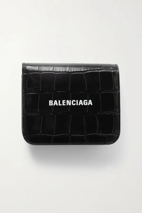Balenciaga Printed Croc-effect Leather Cardholder