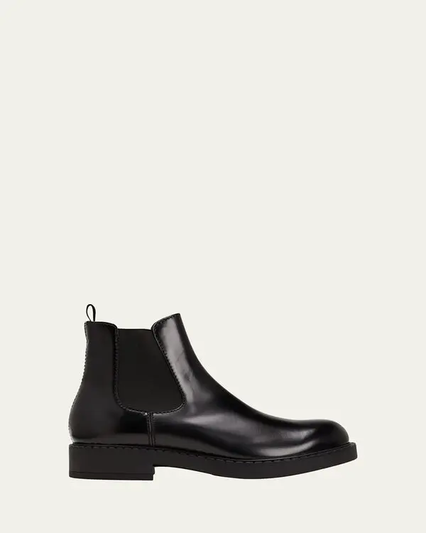 Prada Leather Chelsea Boots - Black