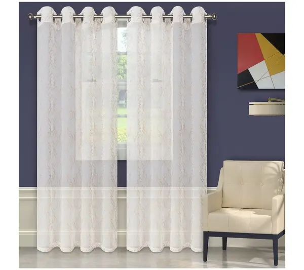 SUPERIOR Imperial Trellis Sheer Grommet Curtain 52 X 63