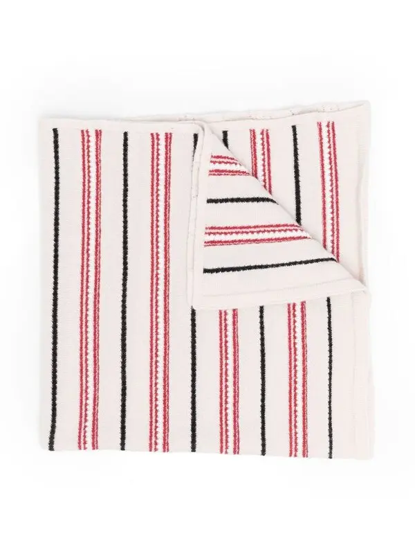 BARRIE Striped Knitted Scarf - Neutrals