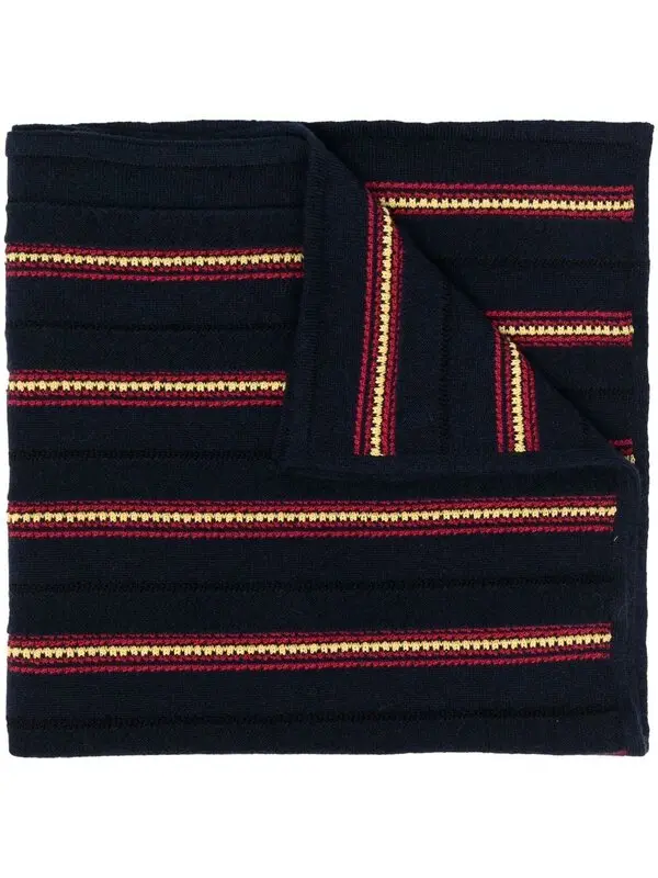 BARRIE Striped Knitted Scarf - Blue