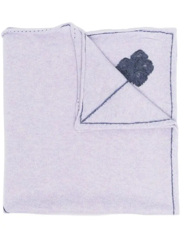 BARRIE Embroidered-monogram Cashmere Scarf