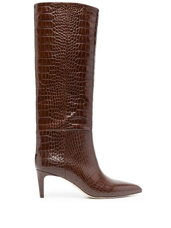 Paris Texas 65mm Crocodile-effect Leather Knee-high Boots - Brown