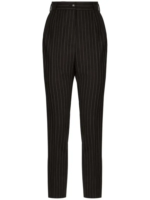 Dolce & Gabbana Pinstriped Twill Trousers - Black