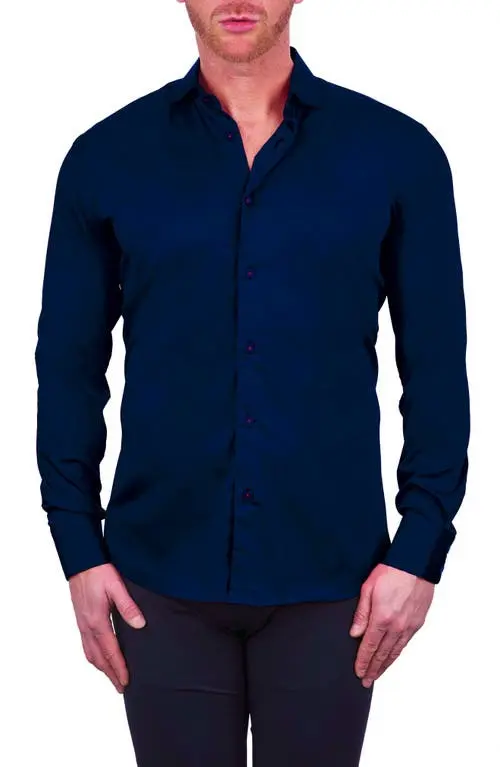 MACEOO Einstein Button-up Stretch Cotton Shirt - Blue