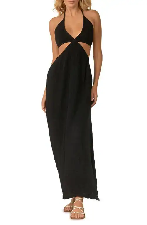 maya halter dress in pink sequin Maya Hot Pink Floral Embellished Halter Neck Maxi Dress – Maya Deluxe main image 0
