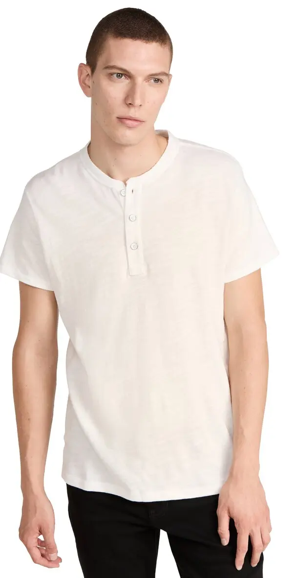 Rag & Bone Classic Short Sleeve Henley - White