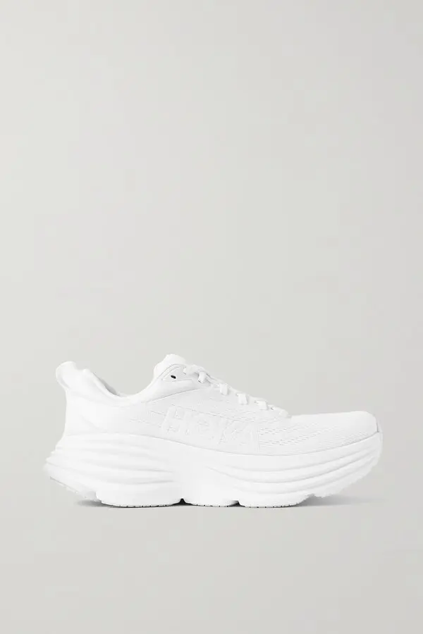 Hoka Bondi 8 Rubber-trimmed Sneakers - White