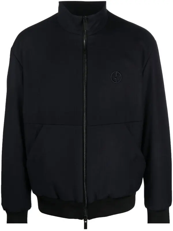 Giorgio Armani Embroidered-logo Zip-up Jacket