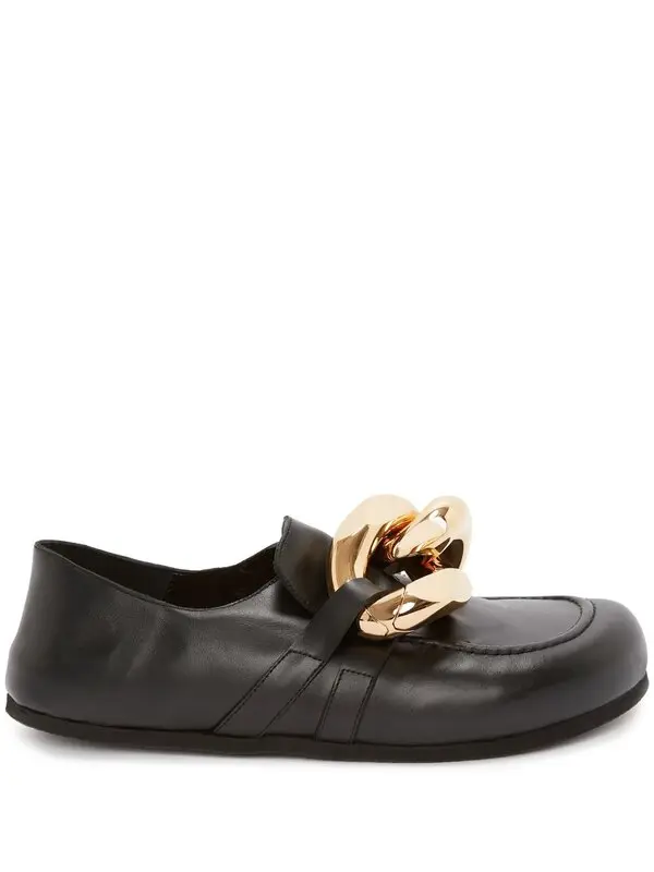 JW Anderson Chain Leather Loafers - Black
