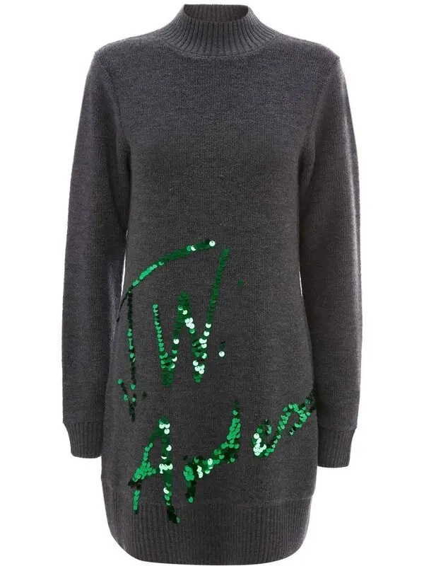 JW Anderson Sequined Knitted Minidress - Grey