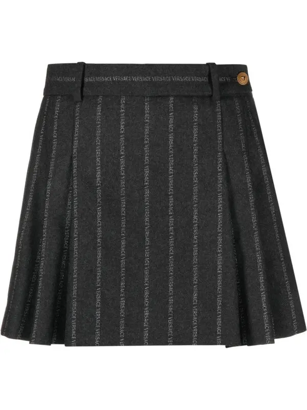 Versace Logo-print Pleated Skirt