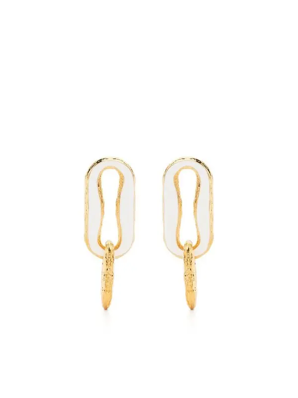 Off-White Enamel Drop Earrings