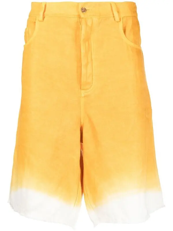 Nick Fouquet Two-tone Linen Knee-length Shorts