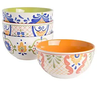 LAURIE GATES Tierra 4 Pc 6' Stoneware Assorted Cereal Bowl Set