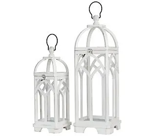 GLITZHOME Church Inspired Rustic Lanterns Set O F 2