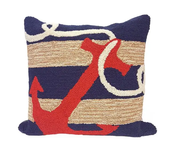 LIORA MANNE Frontporch Anchor In/out Pillow Nav Y 18' X 18