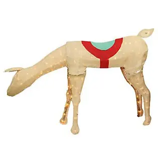 NORTHLIGHT 44' Beige & Red Pre-lit Feeding Rein Eer Decor