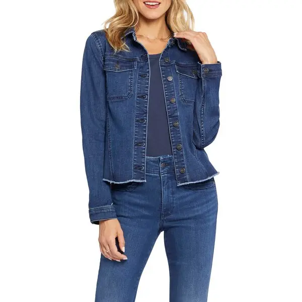 NYDJ Frayed Hem Denim Trucker Jacket - Rendezvous