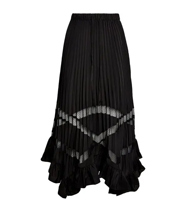 Claudie Pierlot Pleated Asymmetric Midi Skirt - Black