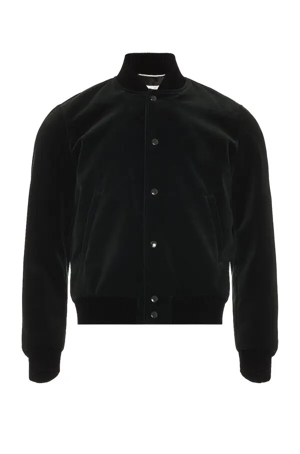 Saint Laurent Signature Logo College Jacket - Dark Forest