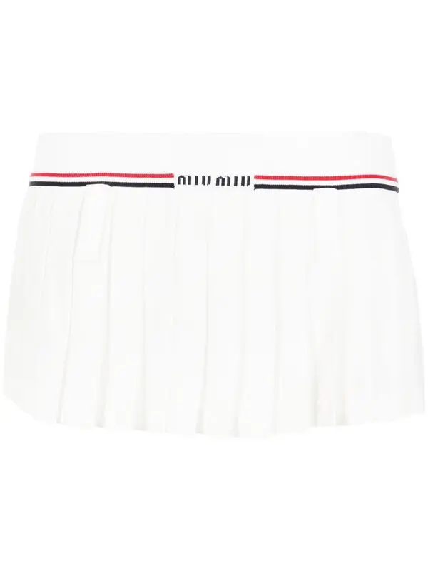Miu Miu Intarsia-logo Pleated Skirt