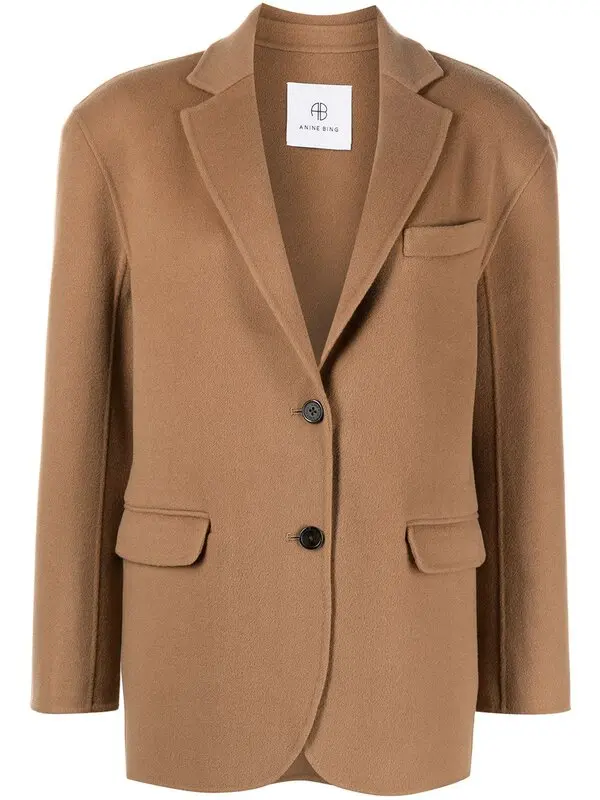 ANINE BING Quinn Single-breasted Blazer - Brown