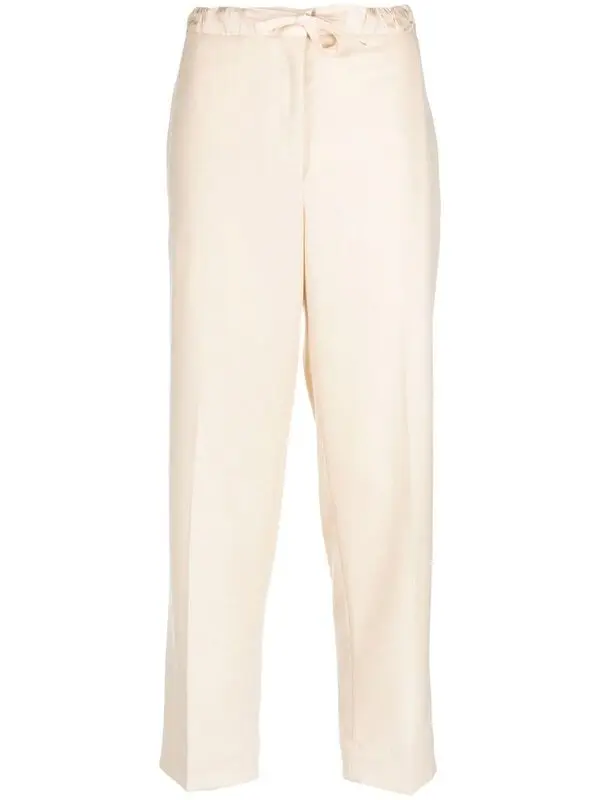 JIL SANDER Cropped Drawstring Trousers - Neutrals