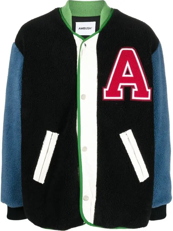 AMBUSH Logo-patch Fleece Liner Varsity Jacket - Black