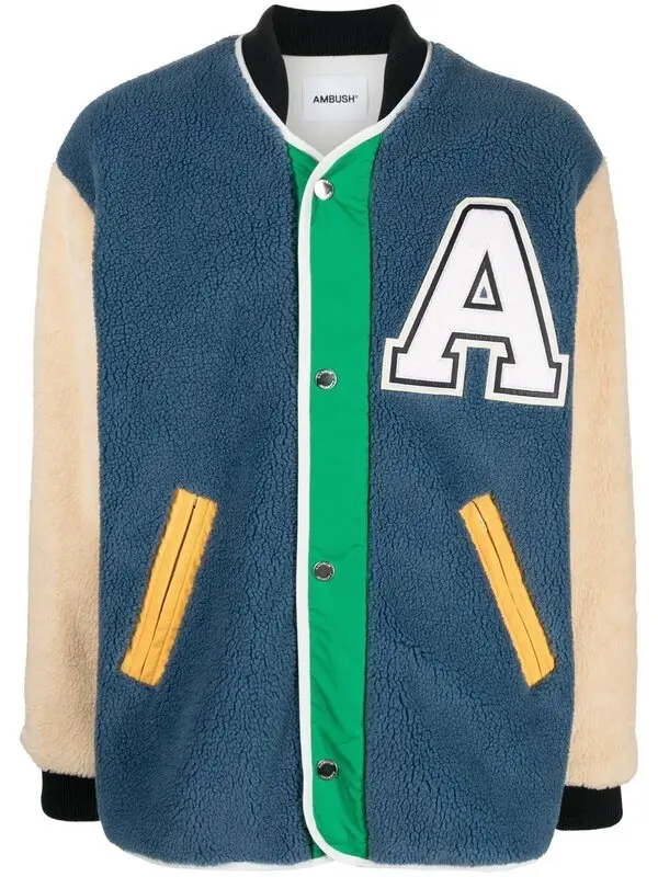 AMBUSH Logo-patch Fleece Liner Varsity Jacket - Blue