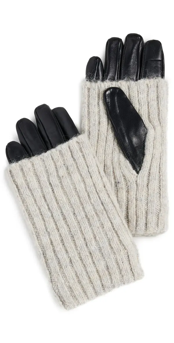 Carolina Amato Leather Gloves - Black/cream