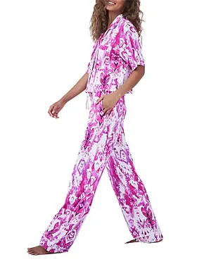 STRIPE & STARE Raspberry Ikat Pajama Set - Pink | Editorialist