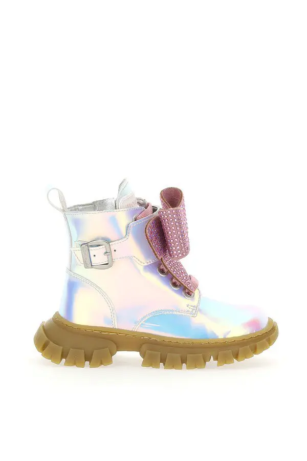 Buy Monnalisa Shiny Combat Boots With Rhinestones - Red At 30% Off ...