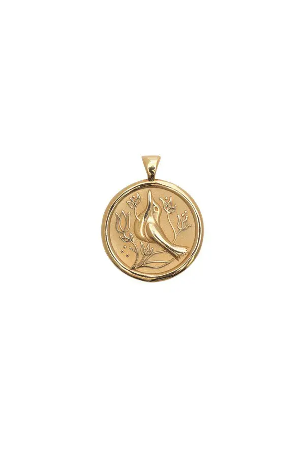 JANE WIN Peace Jw Small Medallion Pendant - Gold