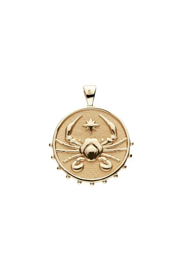 JANE WIN Cancer Zodiac Coin Pendant - Gold