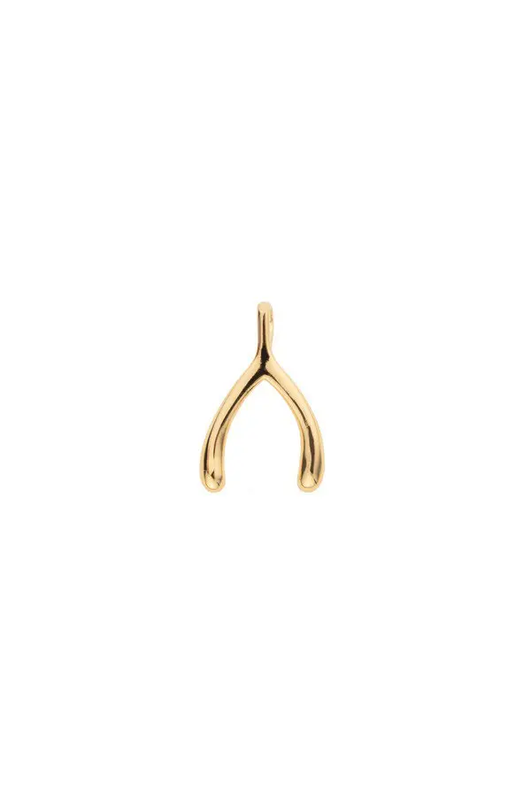 JANE WIN Lucky Wishbone Pendant In 10k