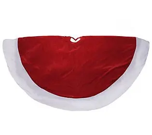NORTHLIGHT 60' Red And White Solid Round Christ Mas Tree Skirt