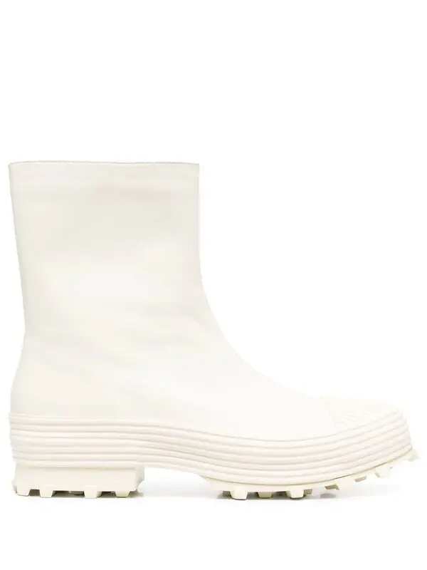 Camper Traktori Leather Ankle Boots - White