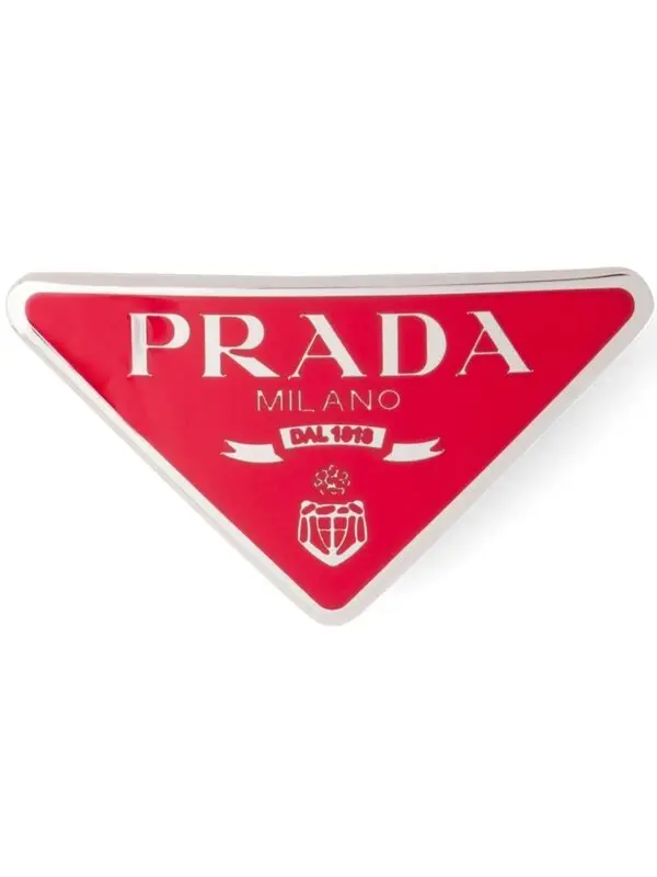 Prada Logo-Plaque Hair Clip Red Editorialist