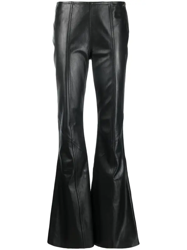 Alberta Ferretti Flared Leather Trousers