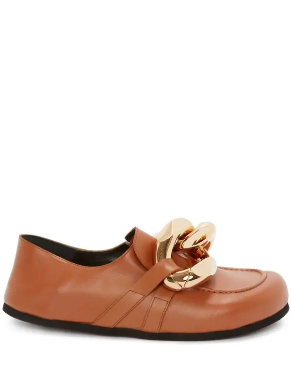 JW Anderson Chain Leather Loafers - Brown