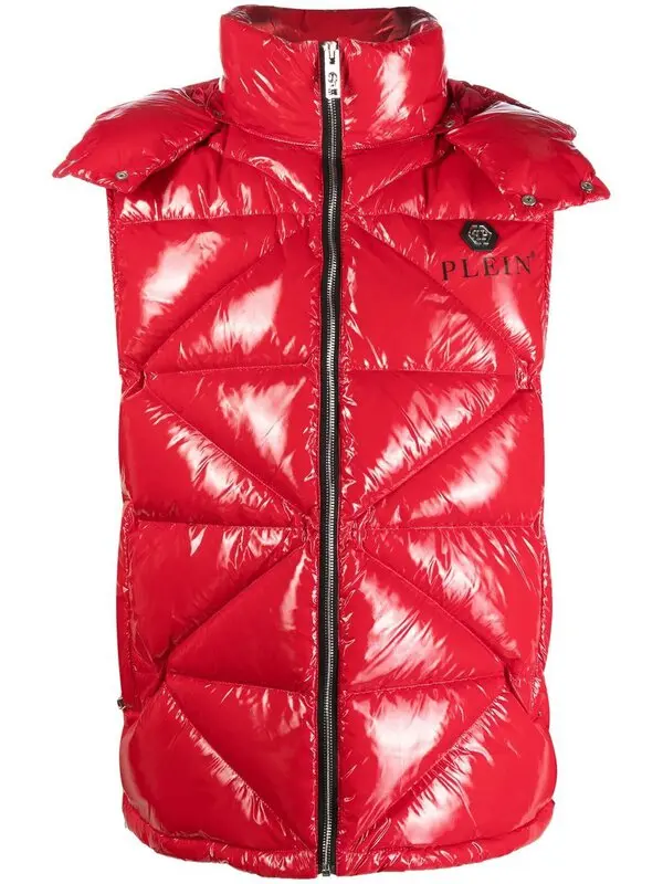Philipp Plein Quilted Padded Gilet Jacket - Red