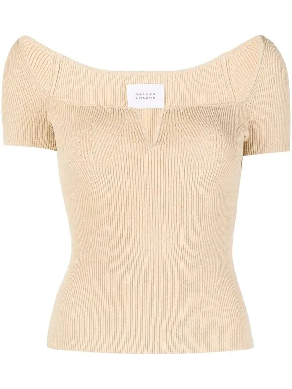 Galvan Freya Short-sleeve Knitted Top - Brown